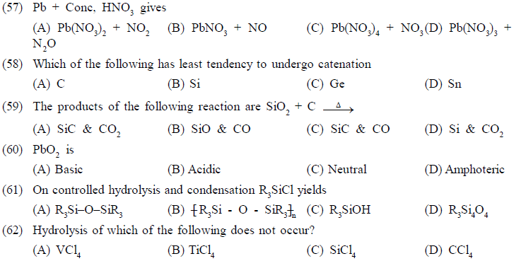 NEET UG Chemistry P Block Elements MCQs, Multiple Choice Questions